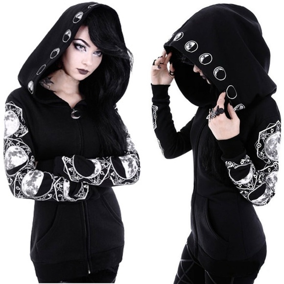 Unbranded | Tops | Witchy Moon Phases Black White Super Soft Zipup ...